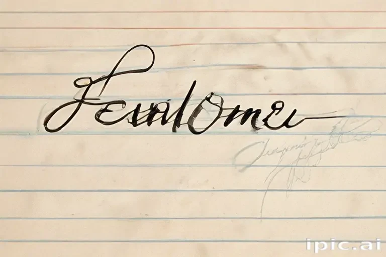 Elegant Handwritten Script of the Name 'Fesalome' on Paper Background