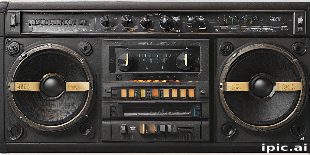 Classic Boombox from the 1980s with Cassette Player and Radio Features
