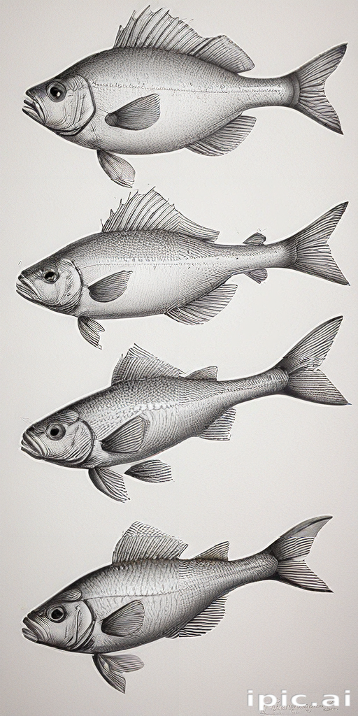 Illustration Depicting the Detailed Anatomy of Various Fish Species