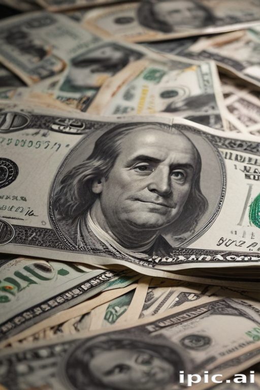 Close-Up View of Stacks of Hundred Dollar Bills Spread Out on Surface