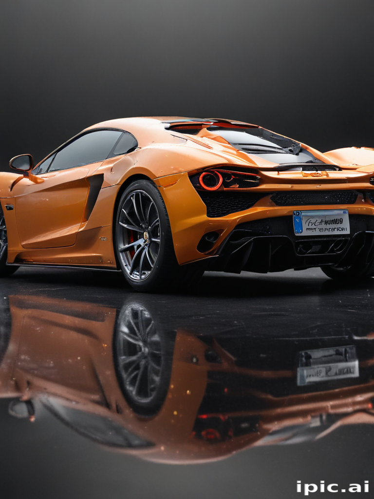 Stunning Orange Supercar Displayed on a Reflective Surface with ...