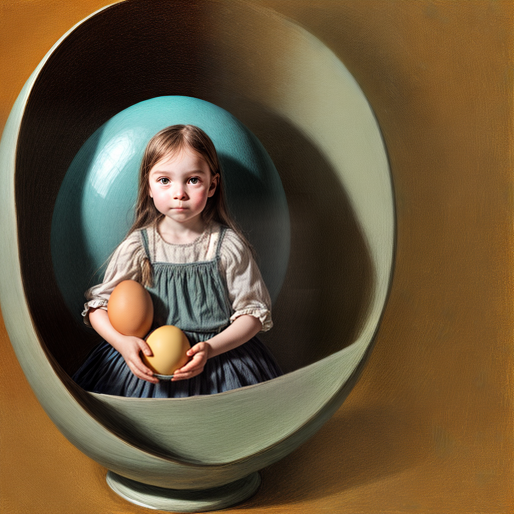 A girl inside an egg