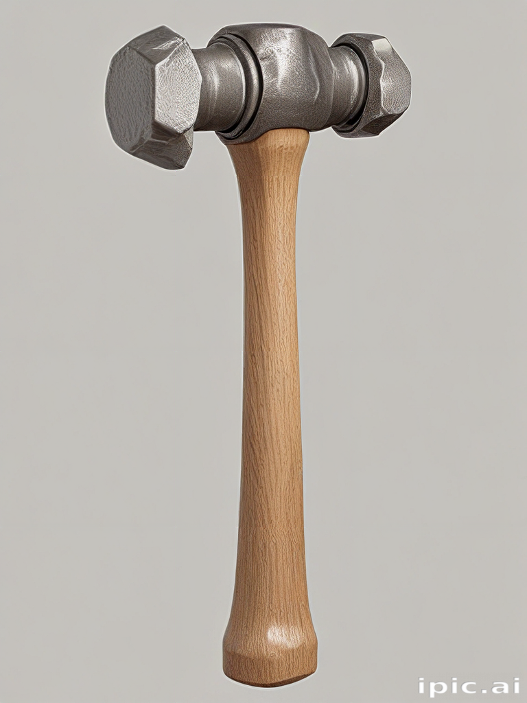 Unique Hammer Design Featuring Metallic Ends and a Wooden Handle