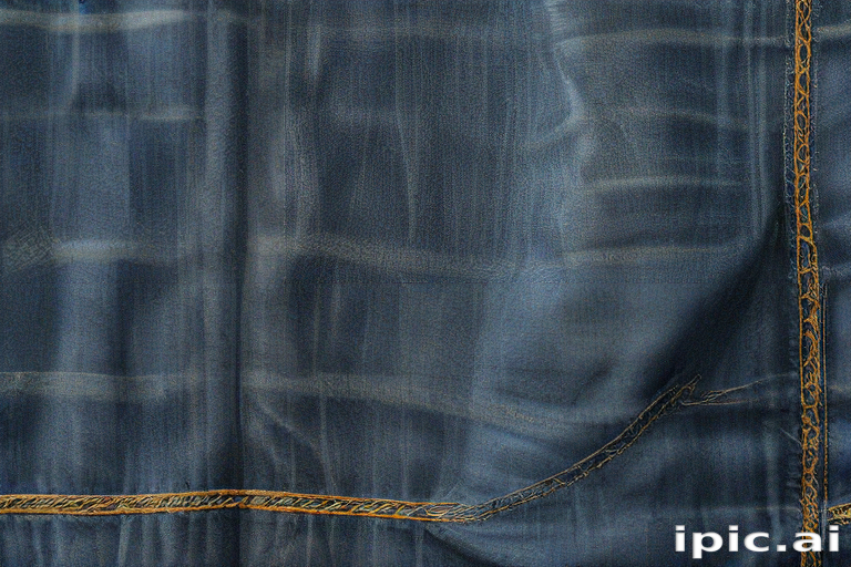 Close-Up of a Textured Denim Fabric with Intricate Stitching Details