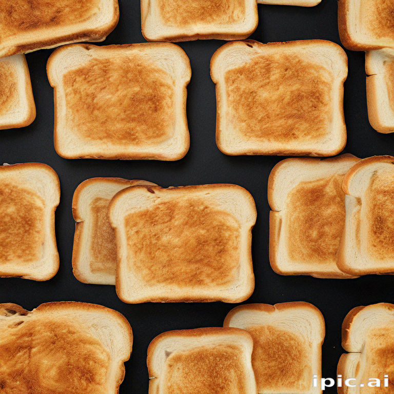 Deliciously Golden Brown Toast Slices Arranged Neatly on a Dark Surface