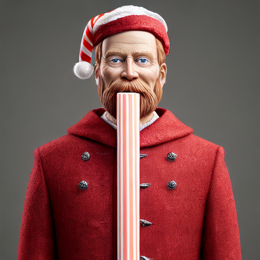 Hyper realistic human like ginger bread man with a candy cane as a sword