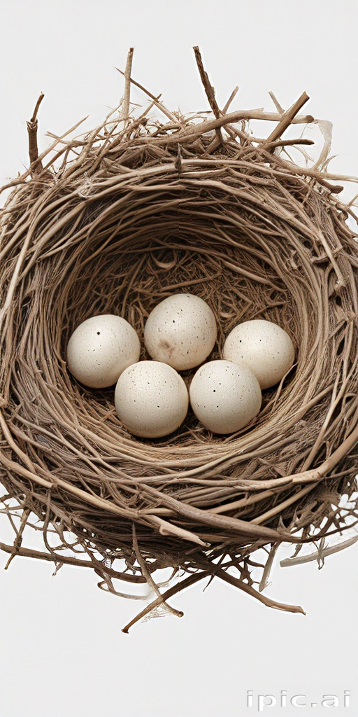 Delicate Bird's Nest Holding Five Beautifully Speckled Eggs Inside