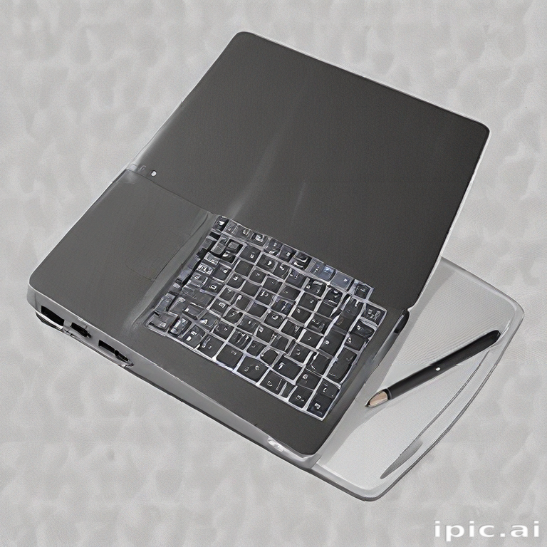 Modern Workspace Setup Featuring Laptop, Notepad, and Sleek Writing Pen