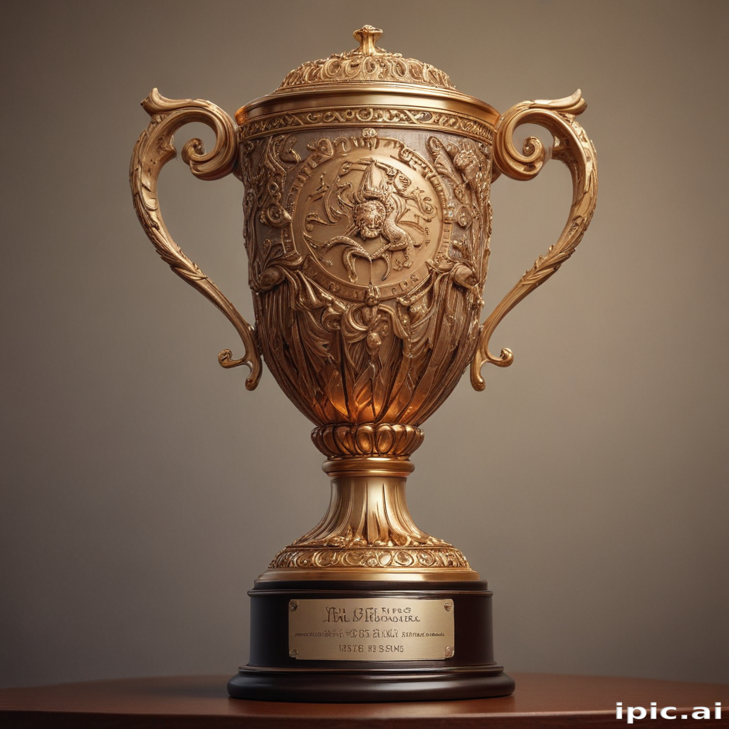 Exquisite Golden Trophy with Intricate Designs Celebrating Outstanding ...