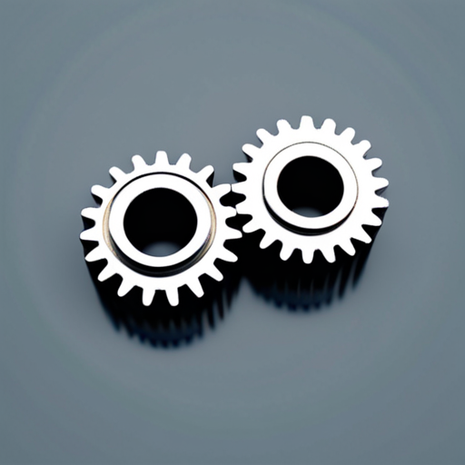 three interlocking gears in different sizes, structured surface