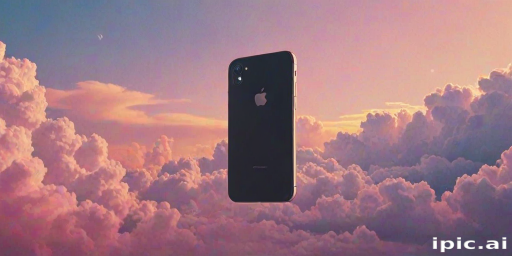 An Apple iPhone Floating Gracefully Among Dreamy Clouds at Sunset