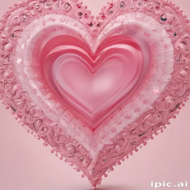 Delicate Pink Heart Design with Intricate Patterns and Shimmering Details