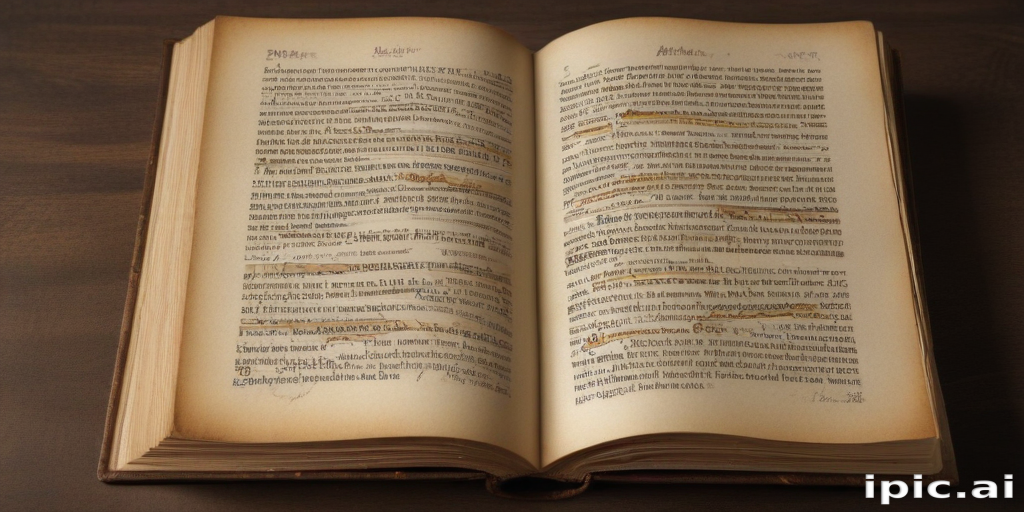 An Open Ancient Book Featuring Handwritten Annotations and Historical Texts