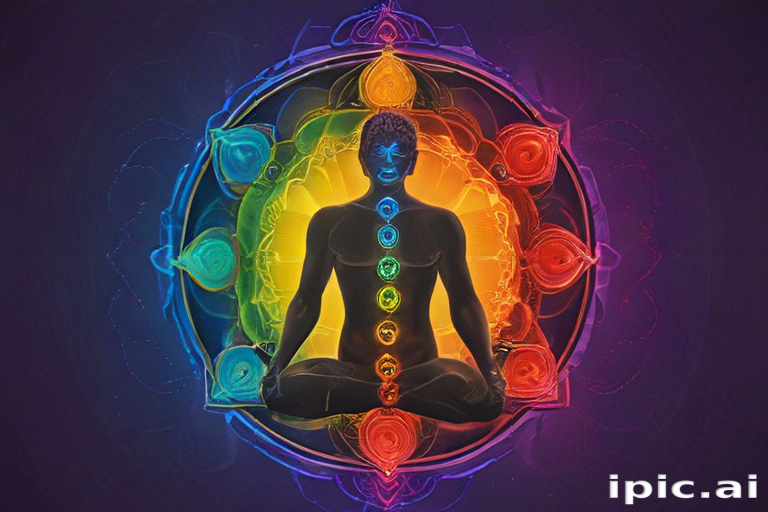 Vibrant Representation of Chakra Energy Flow in Meditative State