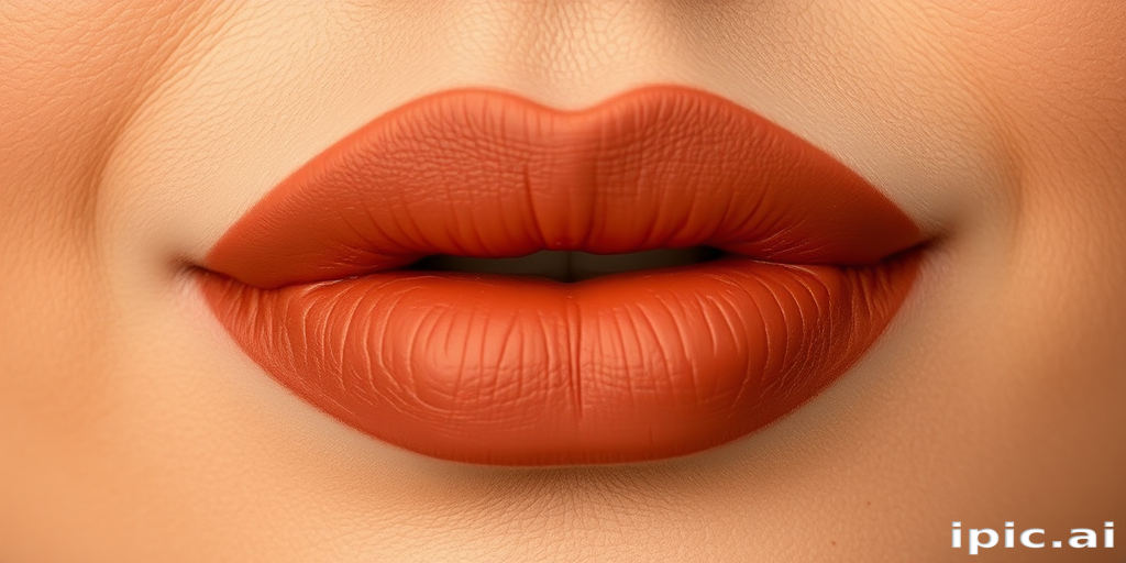 Close-Up of Luscious Lips with Bold Orange Matte Lipstick for Glamorous ...