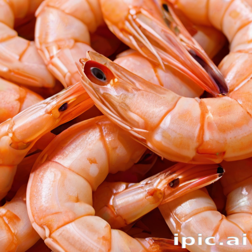 Freshly Cooked Shrimp Piled Together, Showcasing Their Juicy Orange Color.