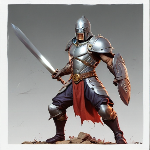 Paladin, comic style, Wielding a Sword and a Shield,