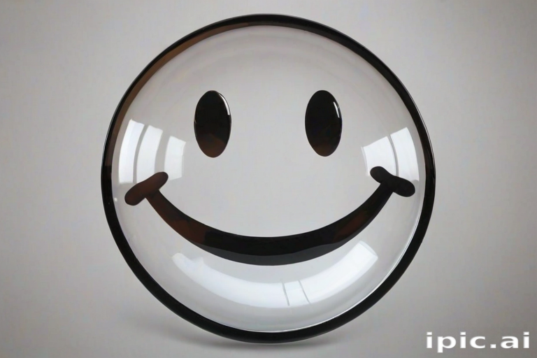 Bright and Cheerful Transparent Smiley Face Emblem on a Simple Background