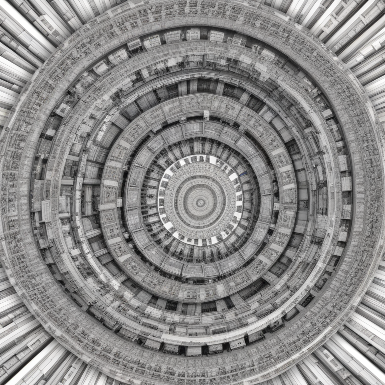 Intricate Spiral Design Showcasing Architectural Patterns in Monochrome ...
