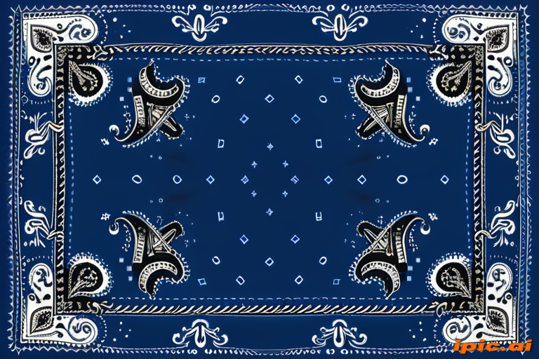 Intricate Blue Bandana Design Featuring Elegant Patterns and Decorative ...