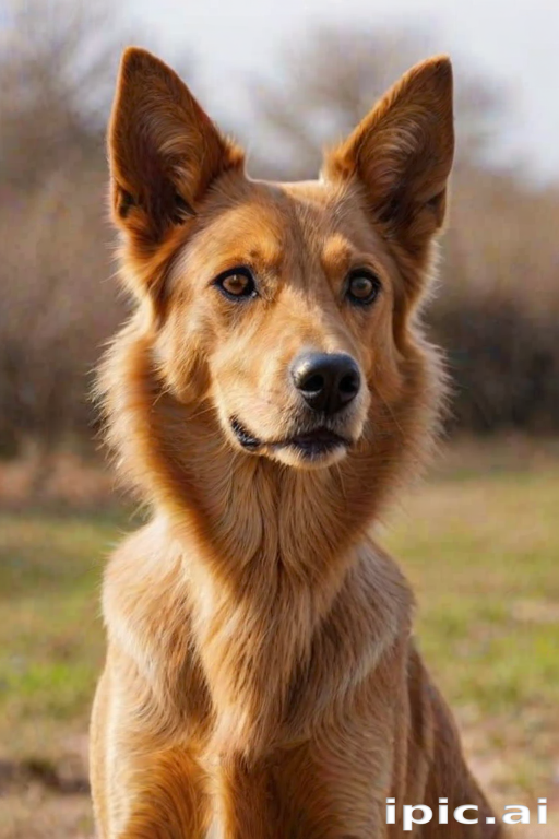 A Beautiful Golden Dog Posing Gracefully in a Scenic Outdoor Setting