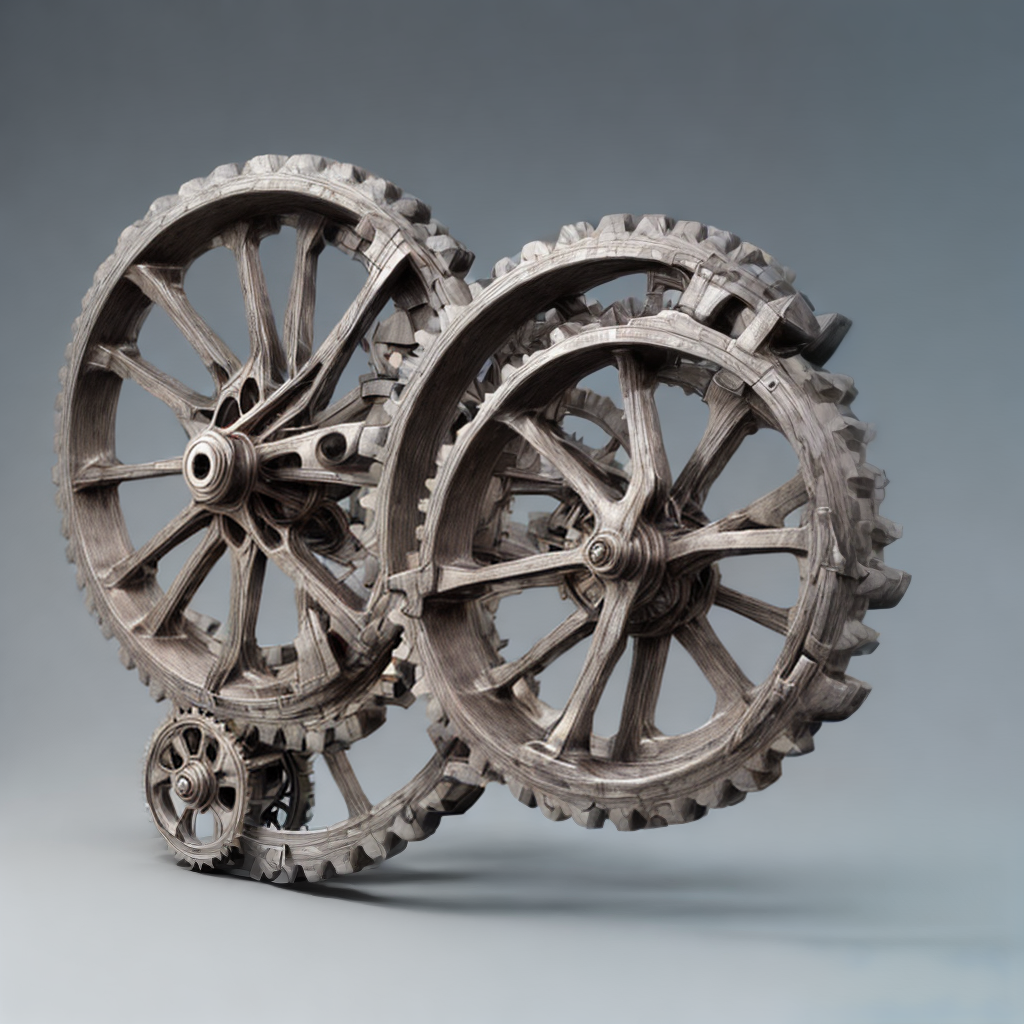 2 or 3 different sized cogwheels or gears like the impossible staricase ...