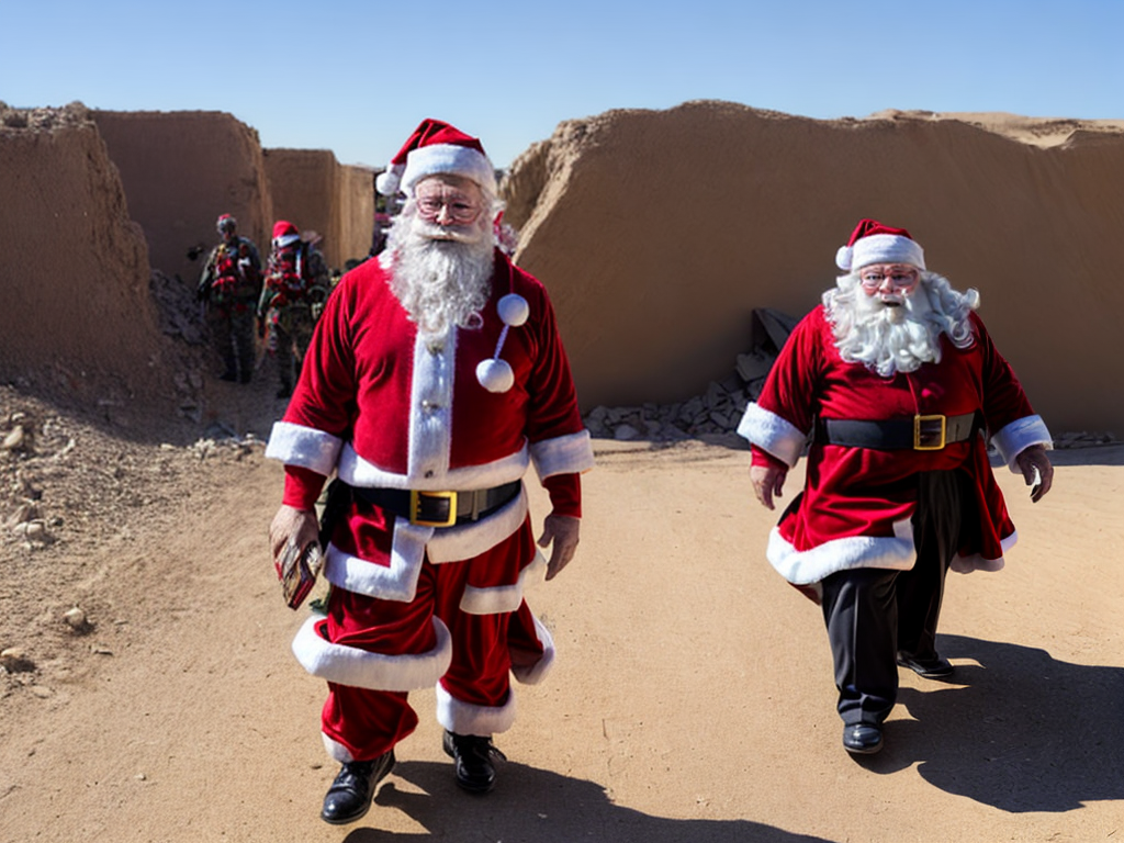 santa claus in Gaza destroyed