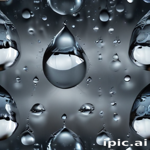 Close-Up of Glimmering Water Droplets on a Reflective Surface Background