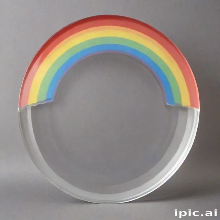 Colorful Rainbow Plate Design with a Clear Base and Vibrant Arcs