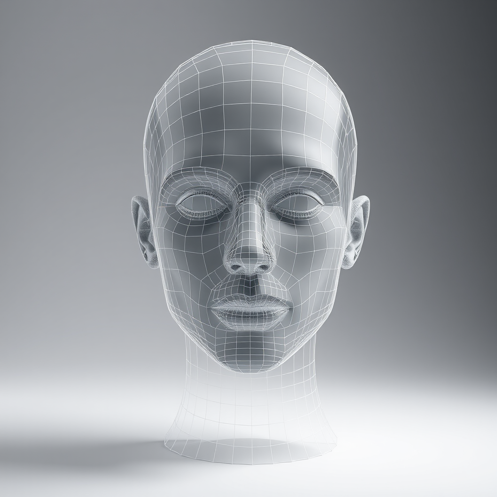 Three-Dimensional Wireframe Model of a Human Head for Digital Artistry