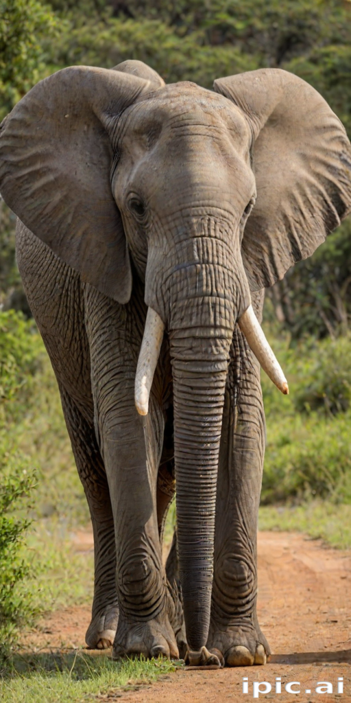 Majestic African Elephant Walking Gracefully Along a Dusty Pathway in ...