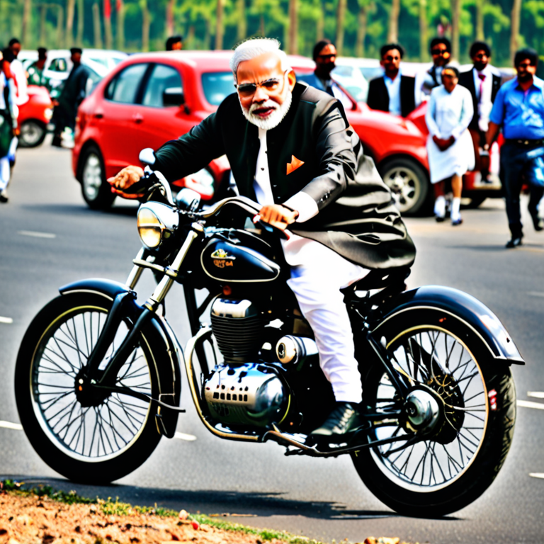 pm modi on bike