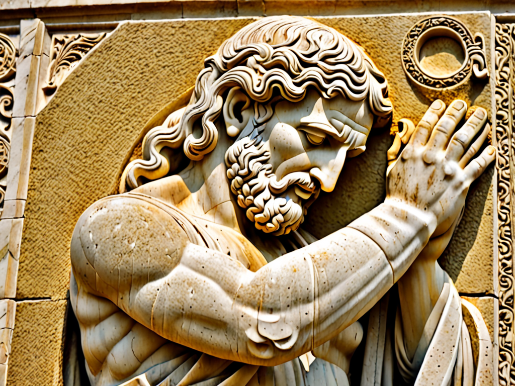 God sculpting a man in stone