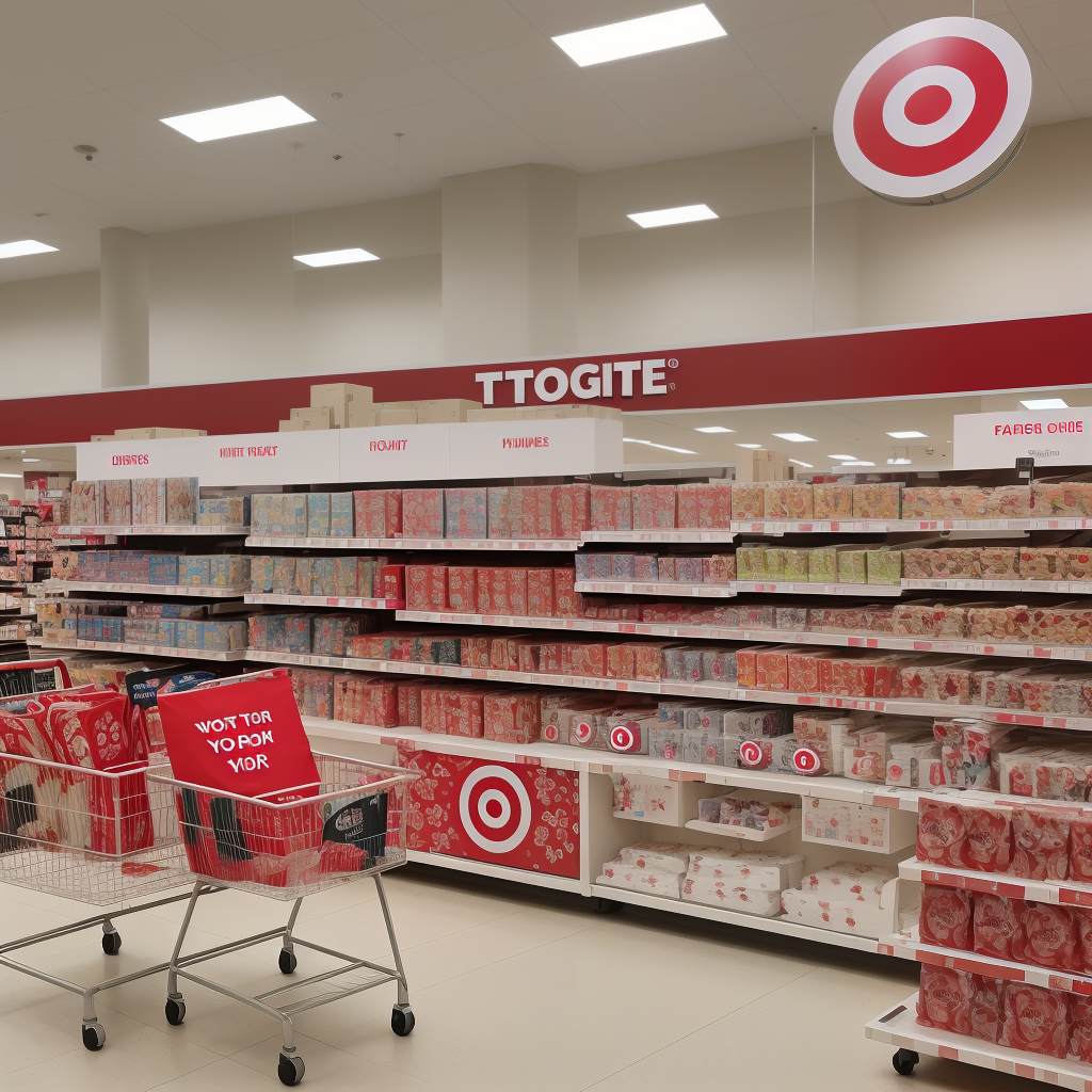 Brightly Lit Aisle in Target Store Featuring Colorful Product Displays