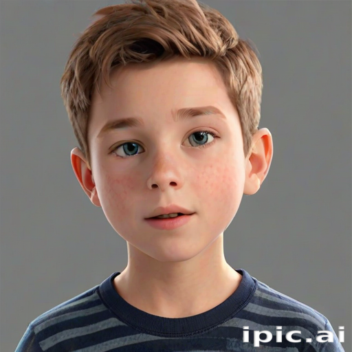 Realistic Portrait of a Young Boy with Short Brown Hair and Blue Eyes