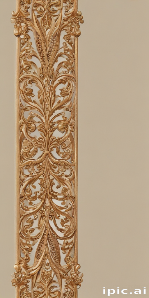 Intricate Wooden Carving Featuring Detailed Floral Patterns and Elegant ...