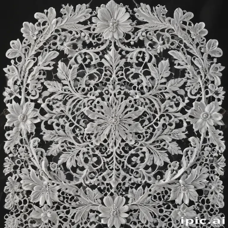 Intricate White Floral Lace Design with Detailed Patterns and Textures.