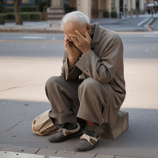 Poor man begging for money