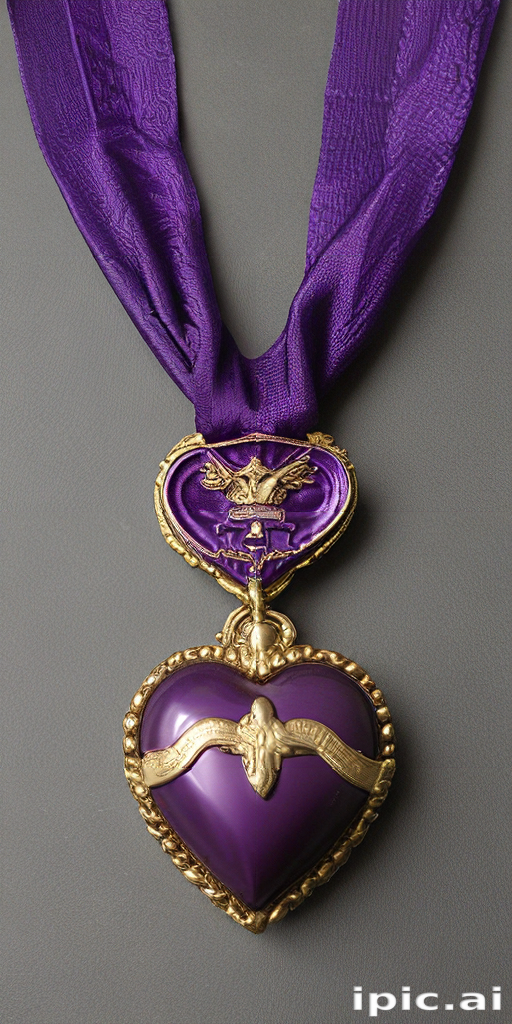 Distinguished Military Honor: The Purple Heart Medal with Ribbon Display