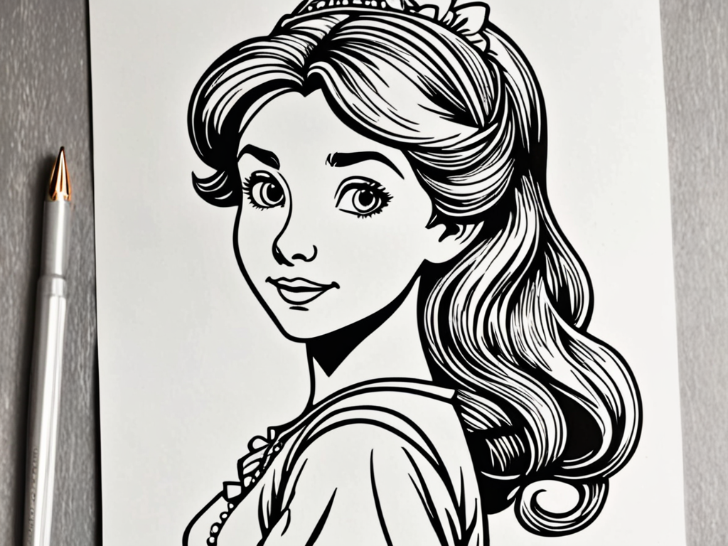 Wendy Darling fron cartoon Peter Pan line art