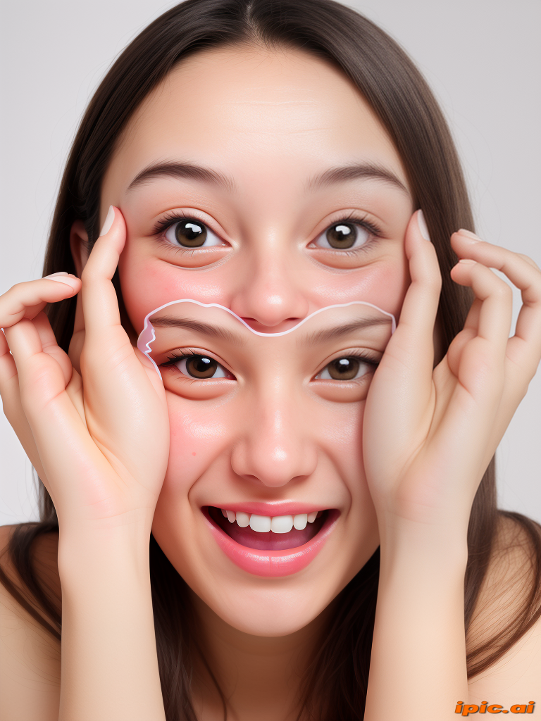 Creative Portrait of a Young Woman Playfully Revealing a Dual Face Illusion