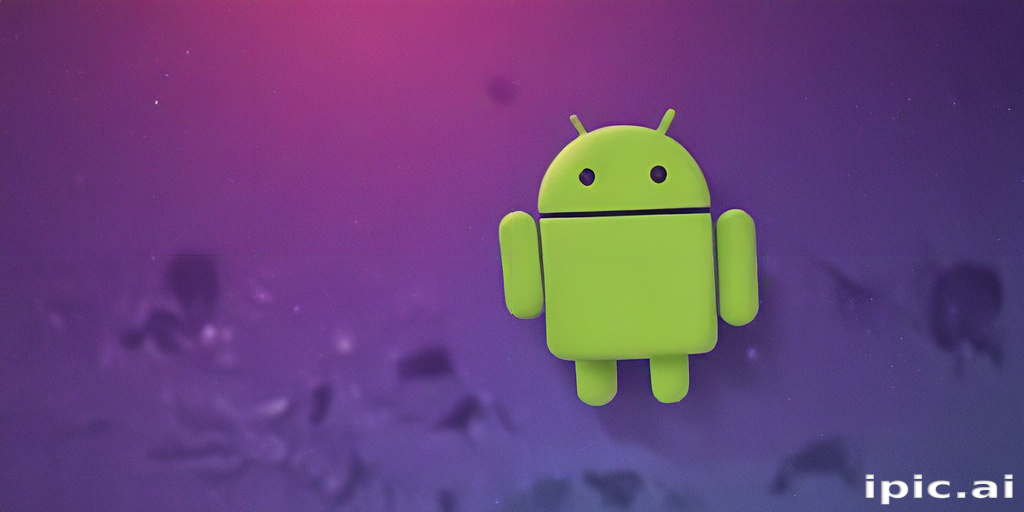A Playful Android Character Against a Colorful Abstract Background Design.