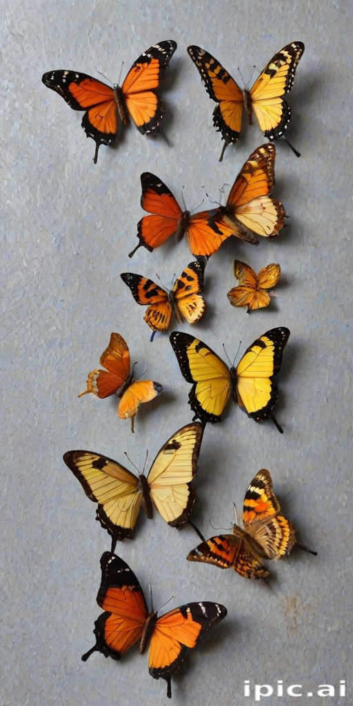 A Beautiful Array of Colorful Butterflies Displayed Against a Soft ...