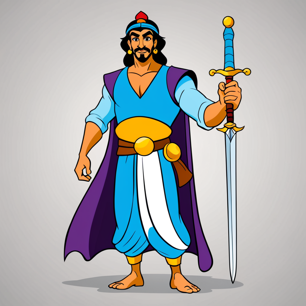 The guard of the Sultan of Agrabah from the cartoon Aladdin walks with ...
