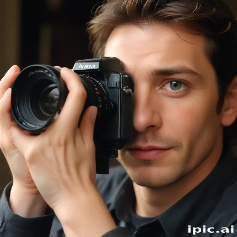 A Passionate Photographer Capturing Moments with a Classic Camera Lens