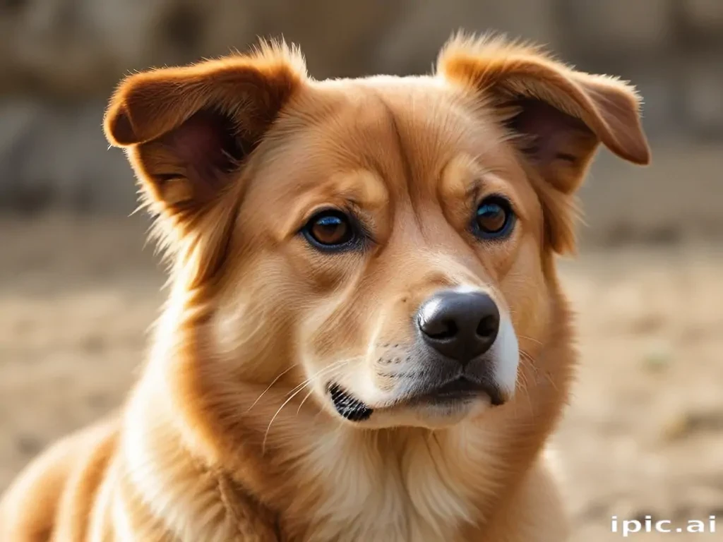 A Close-Up of a Friendly Golden Dog with Bright, Expressive Eyes.