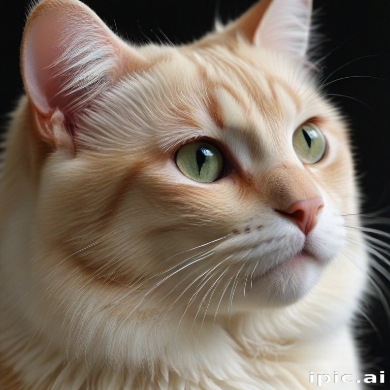 Close-Up Portrait of a Beautiful Cream-Colored Cat with Striking Green Eyes