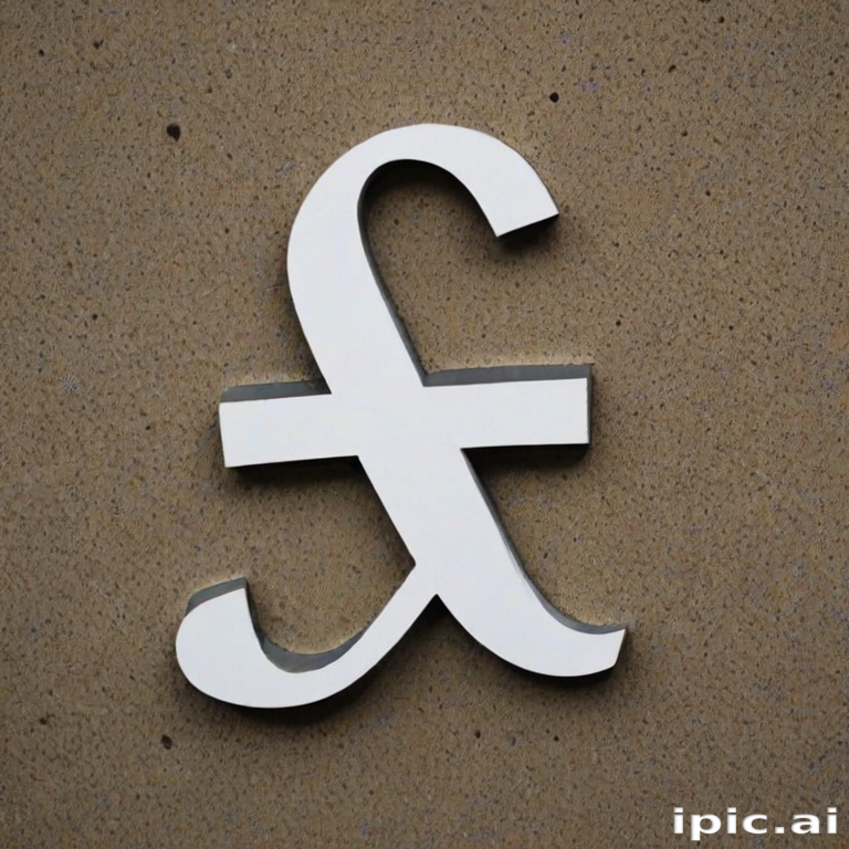 Stylized Currency Symbol Mounted on a Textured Beige Wall Background