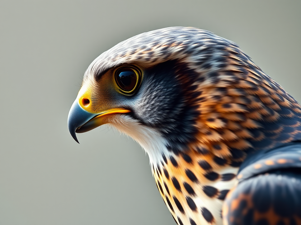 A Majestic Close-Up of a Colorful Falcon Showcasing Its Unique Features