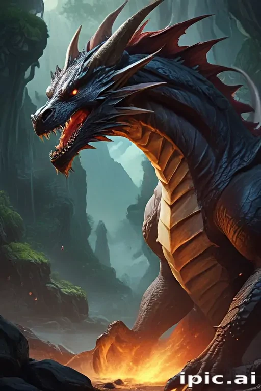 Majestic Dragon Roaring Amidst a Mystical Forest Landscape with Fire